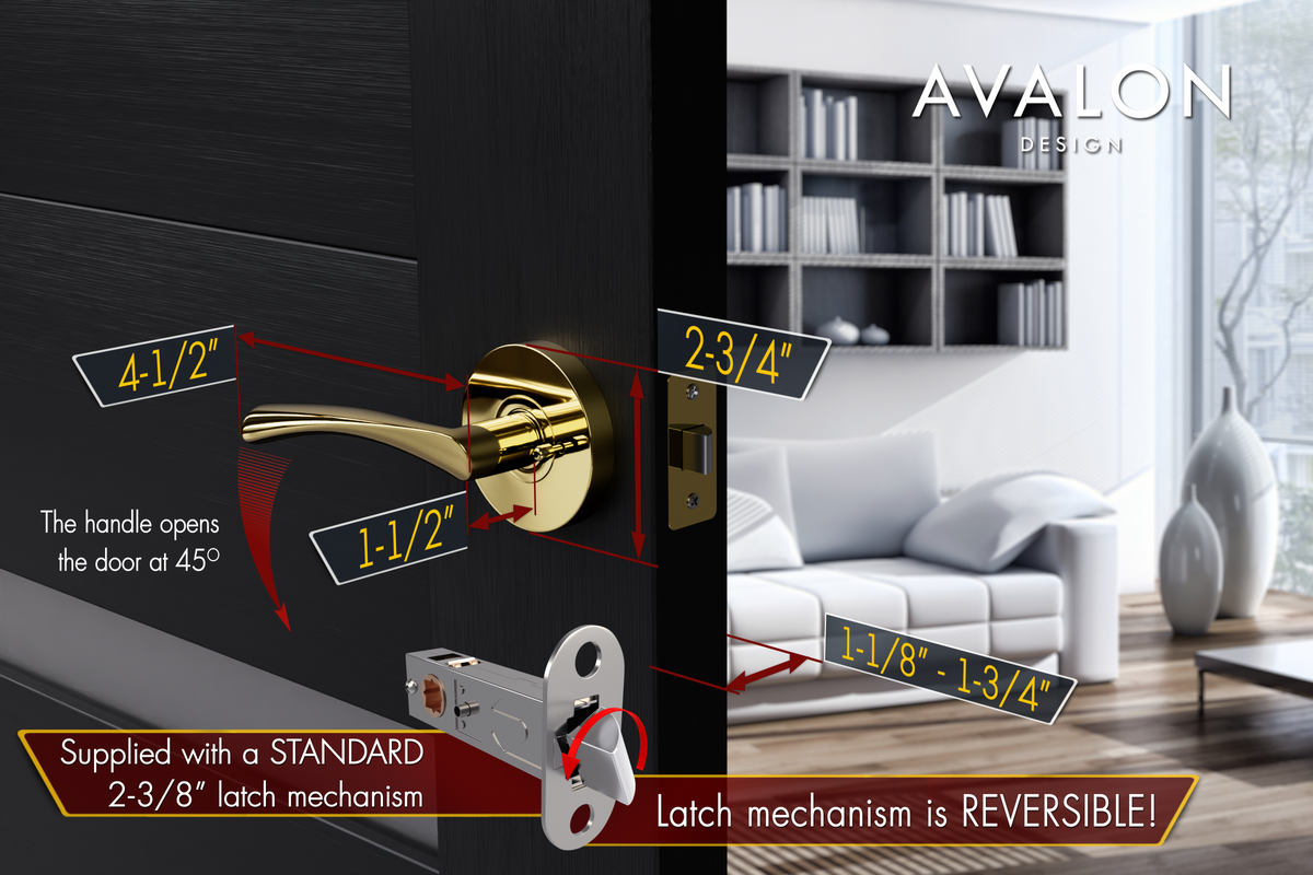 AVALON 0780 'CHARM' - Modern Door Handle Set in Polished Gold PVD Fini ...